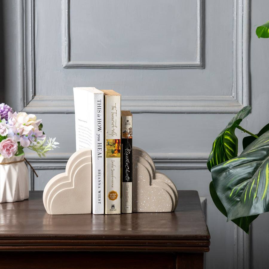 ESQ Living Cloud Bookends, Set of 2 - Speckled Taupe