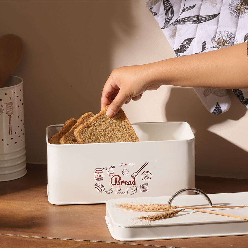 ESQ Living Casa Metal Bread Box - White