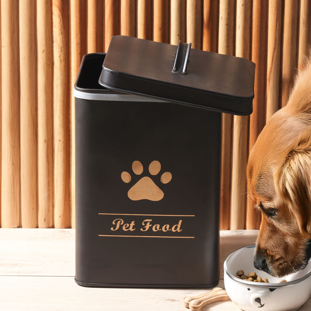 ESQ Living Asilo Metal Pet Food Storage Box - Black Gold