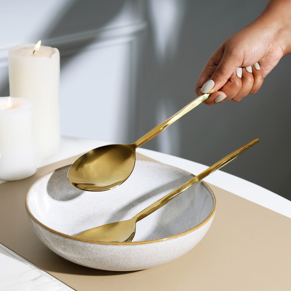 ESQ Living Astor Serving Spoons, Set of 2 - Gold