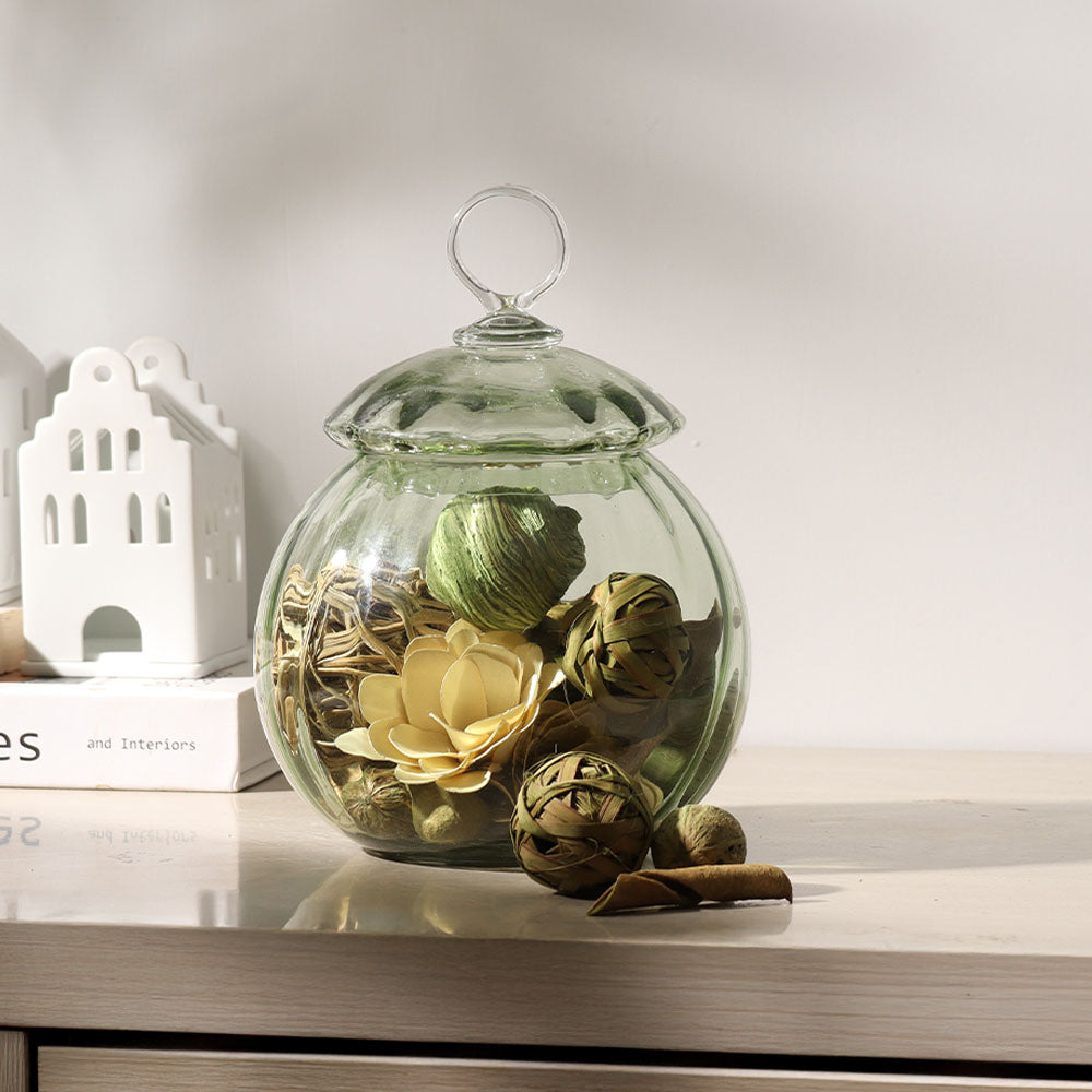 ESQ Living Auro Fluted Round Storage Jar Medium - Sage | Modern Quests