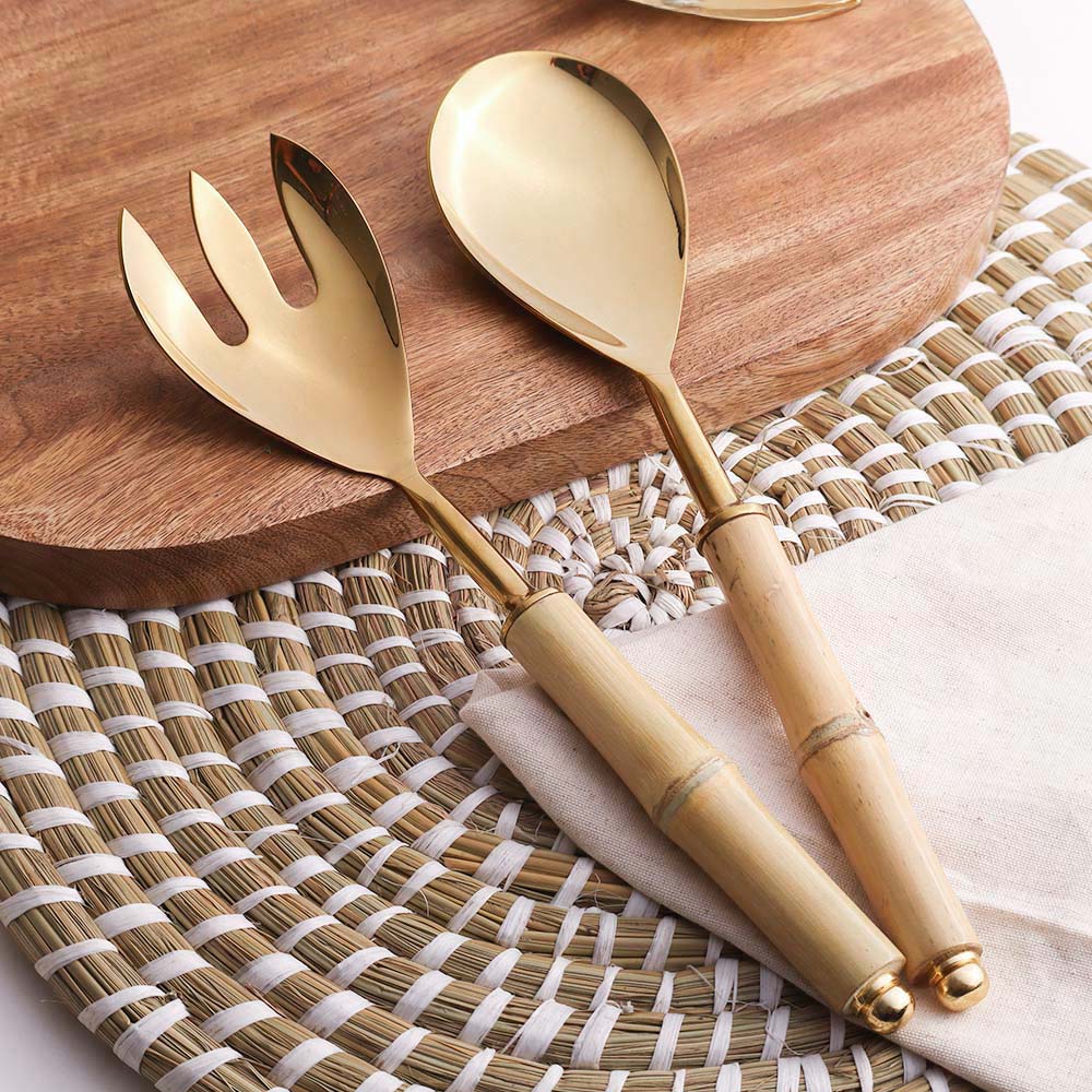 ESQ Living Bamboo Serving Set - Natural Gold
