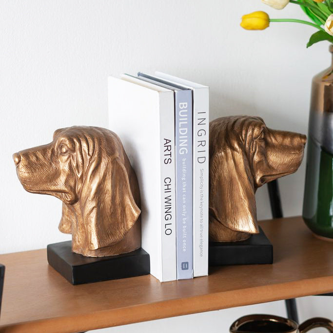 Enhabit Beagle Bookends, Set of 2 - Bronze