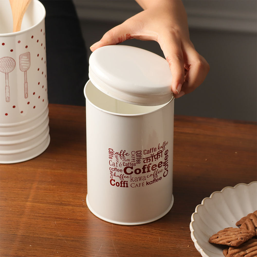 ESQ Living Casa Metal Coffee Storage Jar - White