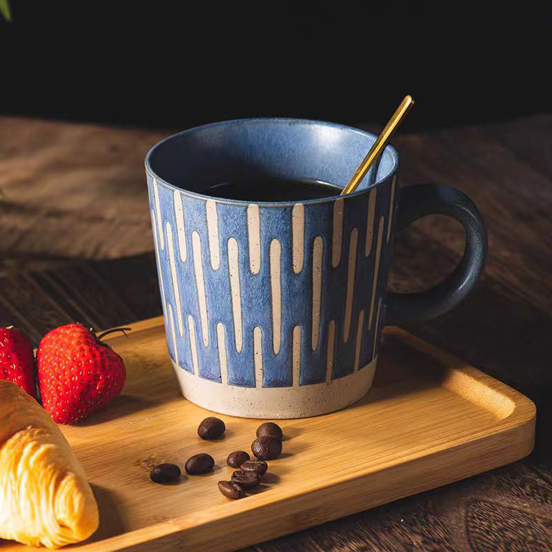 Enhabit Ceramic Tapered Mug Lines - Rustic Blue