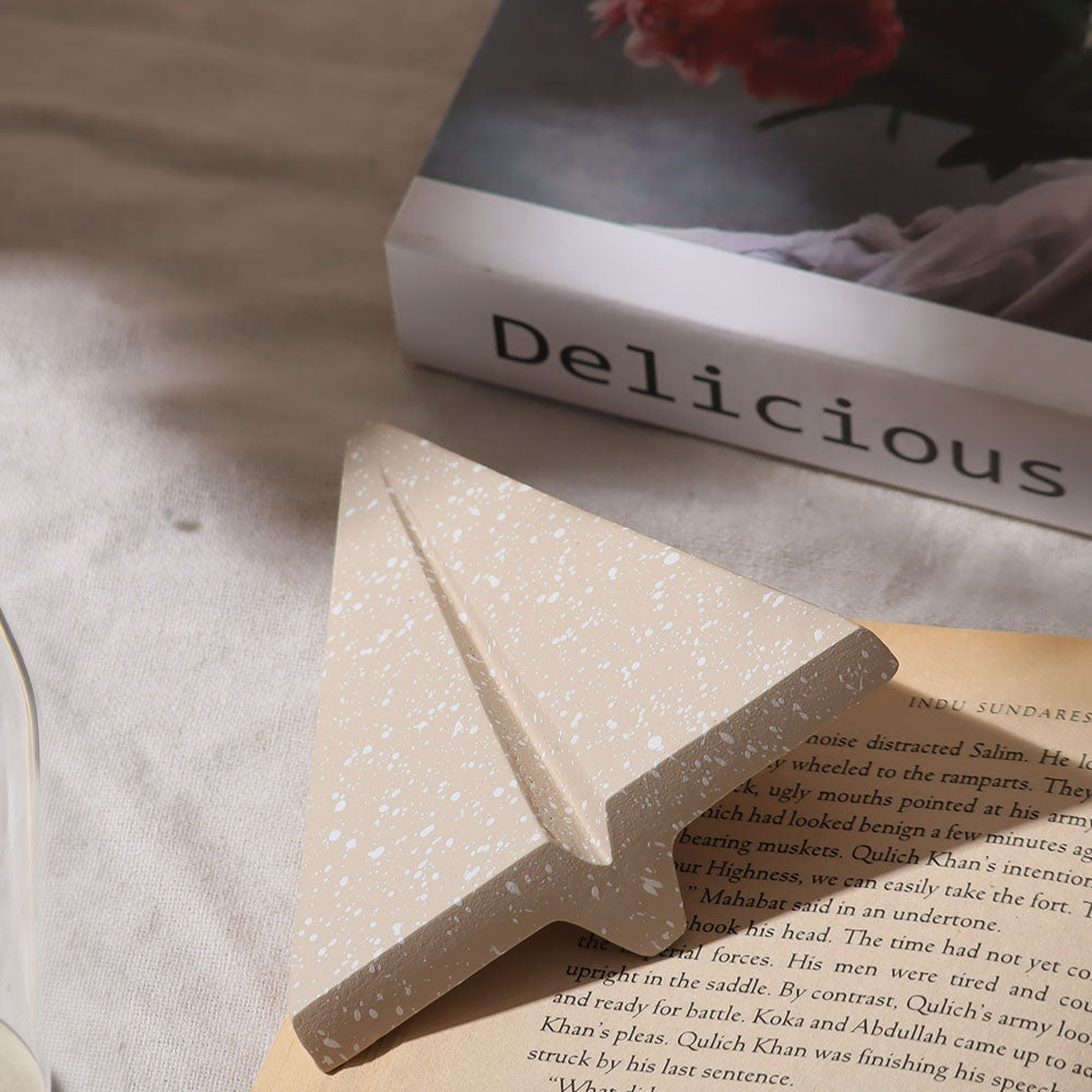 ESQ Living Concrete Aeroplane Paperweight - Speckled Taupe