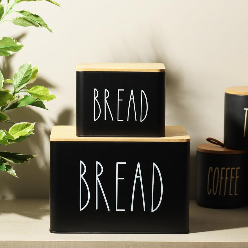 Enhabit Cucina Metal Bread Boxes, Set of 2 - Black