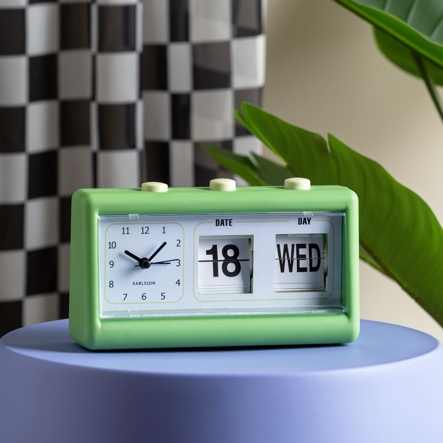 Karlsson Netherlands Data Flip Alarm Clock - Bright Green | Modern Quests