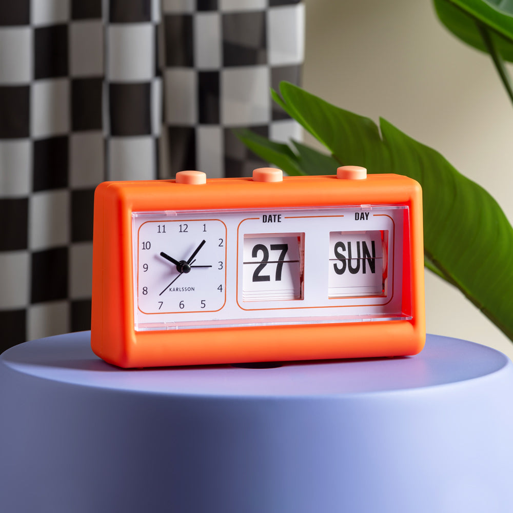 Karlsson Data Flip Alarm Clock - Bright Orange