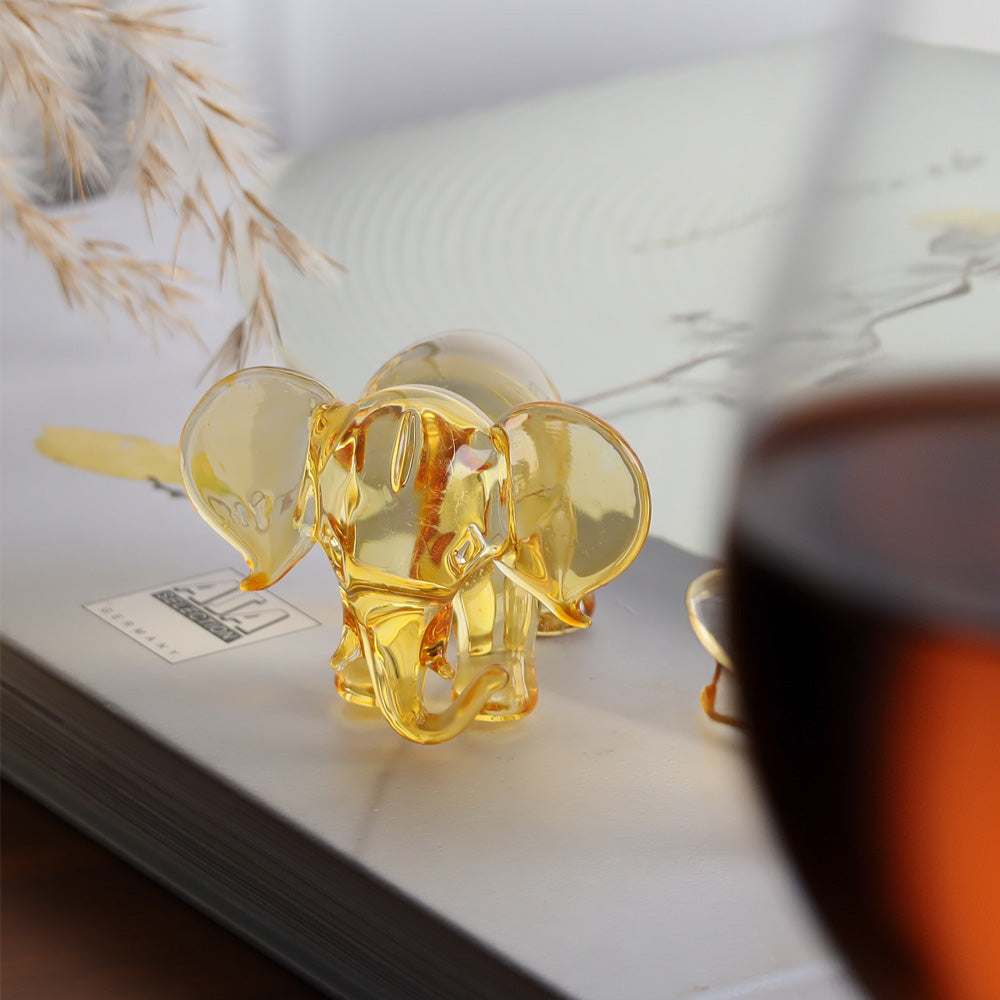 ESQ Living Elephant Mini Glass Sculpture - Warm Amber