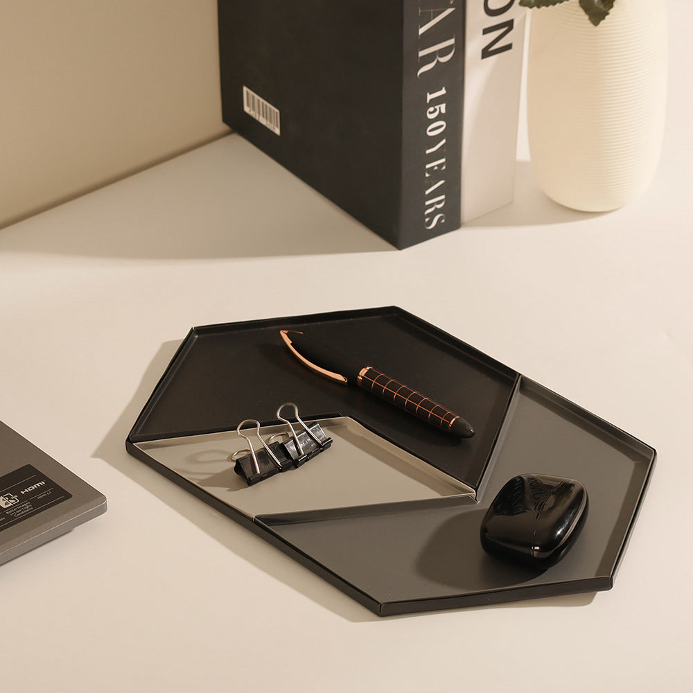 ESQ Living Hexagon Metal Desk Tray Set - Grey Black