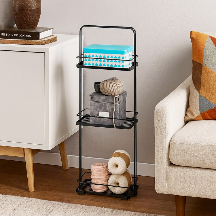 Metaltex Lava Floor Standing 3-Tier Rack - Black
