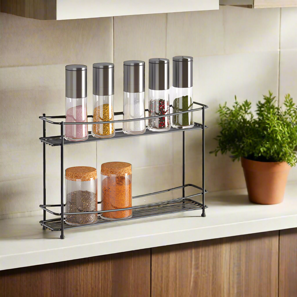 Metaltex Lava 2-Tier Spice Rack - Black