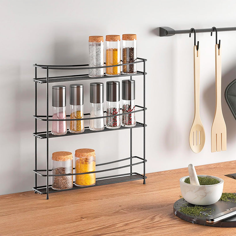 Metaltex Lava 3-Tier Spice Rack - Black