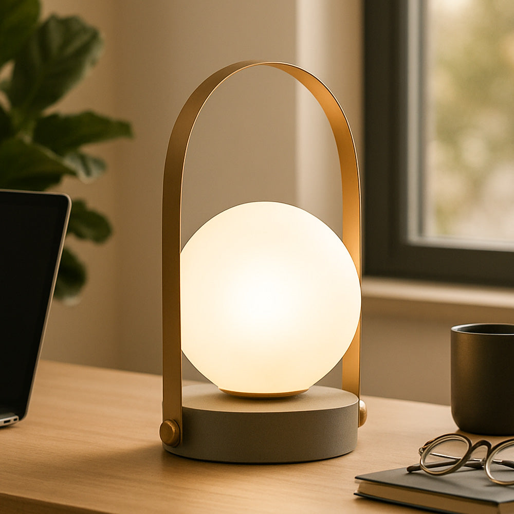 ESQ Living Luma Frosted Table Lamp Large - Grey Gold