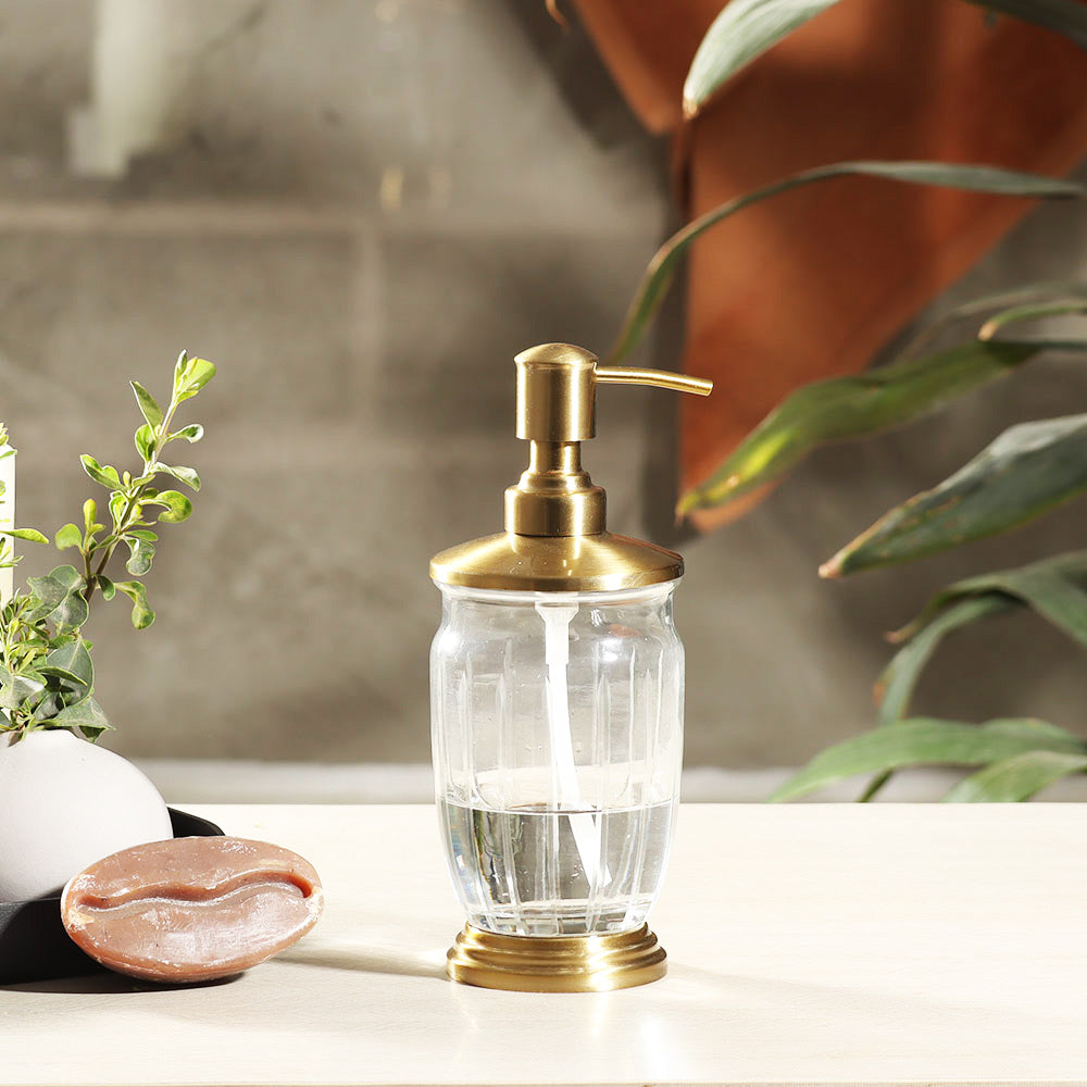 ESQ Living Luna Glass Soap Dispenser - Clear Gold