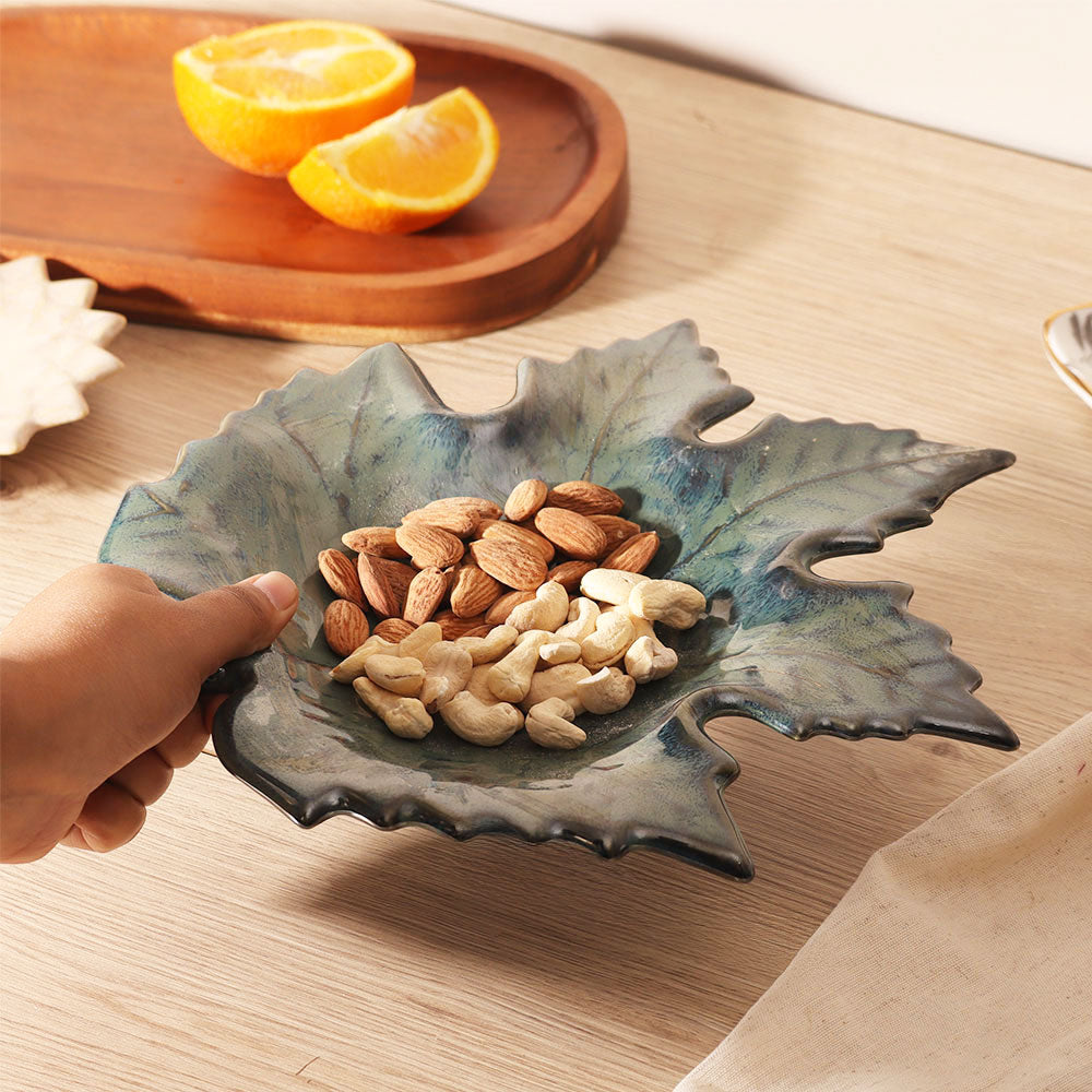 ESQ Living Maple Leaf Serving Plate - Jade