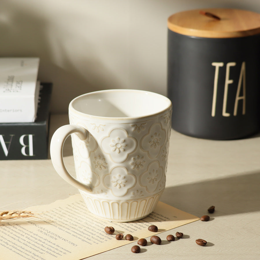 Enhabit Mosaic Ceramic Coffee Mug - Chiffon White