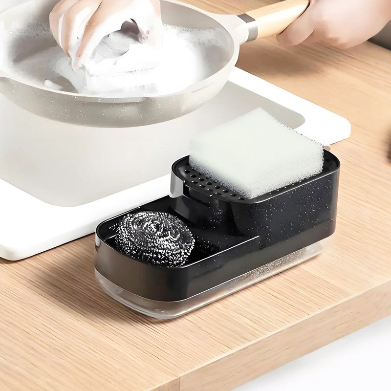 Enhabit Neat Soap Dispensing Sponge Holder With Scrubber Rest - Black