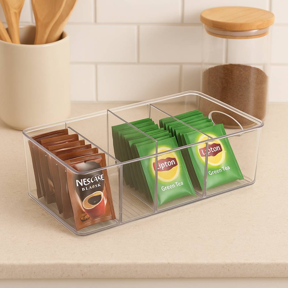 Enhabit Nest Divided Storage Bin Medium - Clear