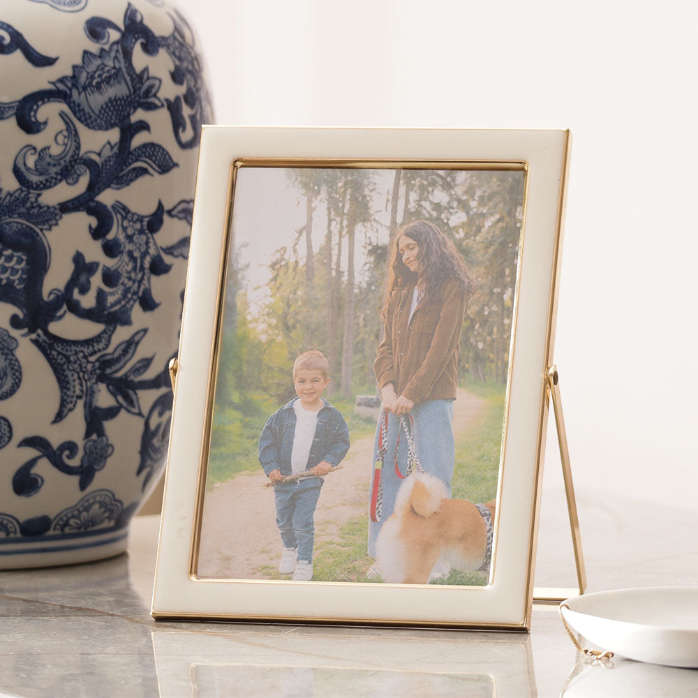 Enhabit Opus Photo Frame Large - White Gold