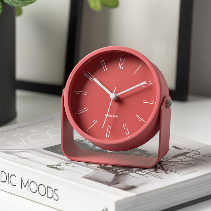 Karlsson Netherlands Regal Numbers Alarm Clock - Blush Red | Modern Quests