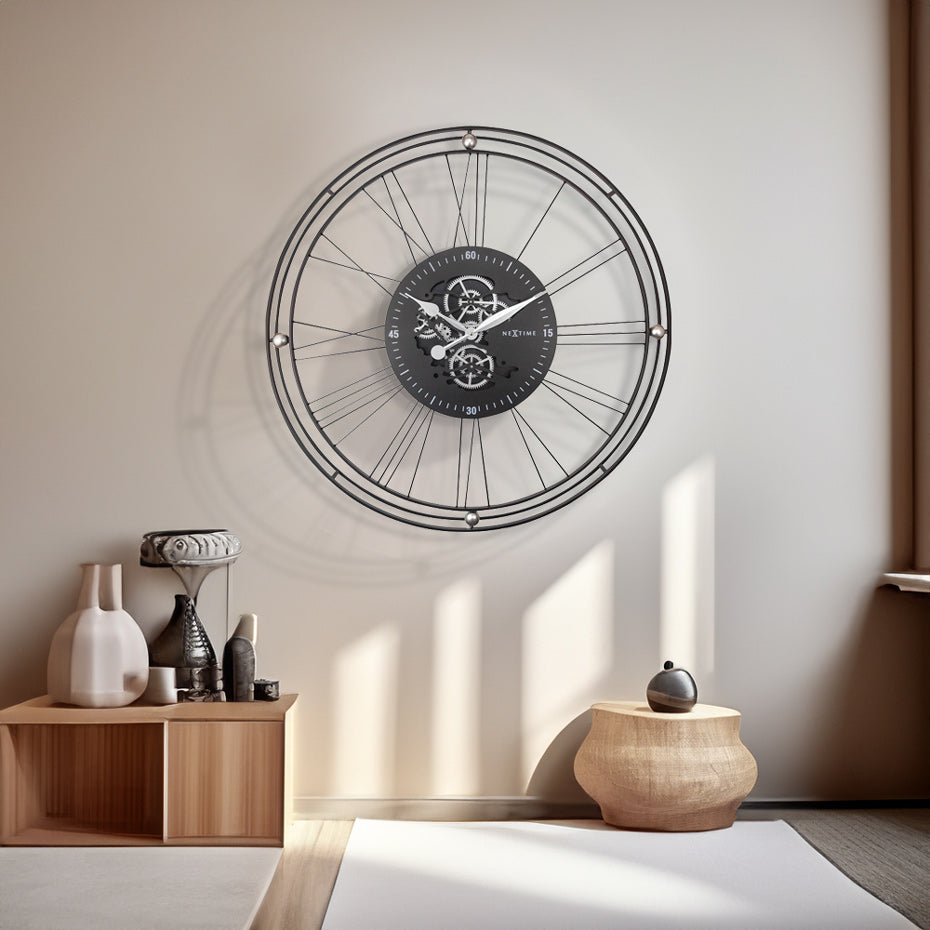 NeXtime Roman Gear Wall Clock 90cm - Steel