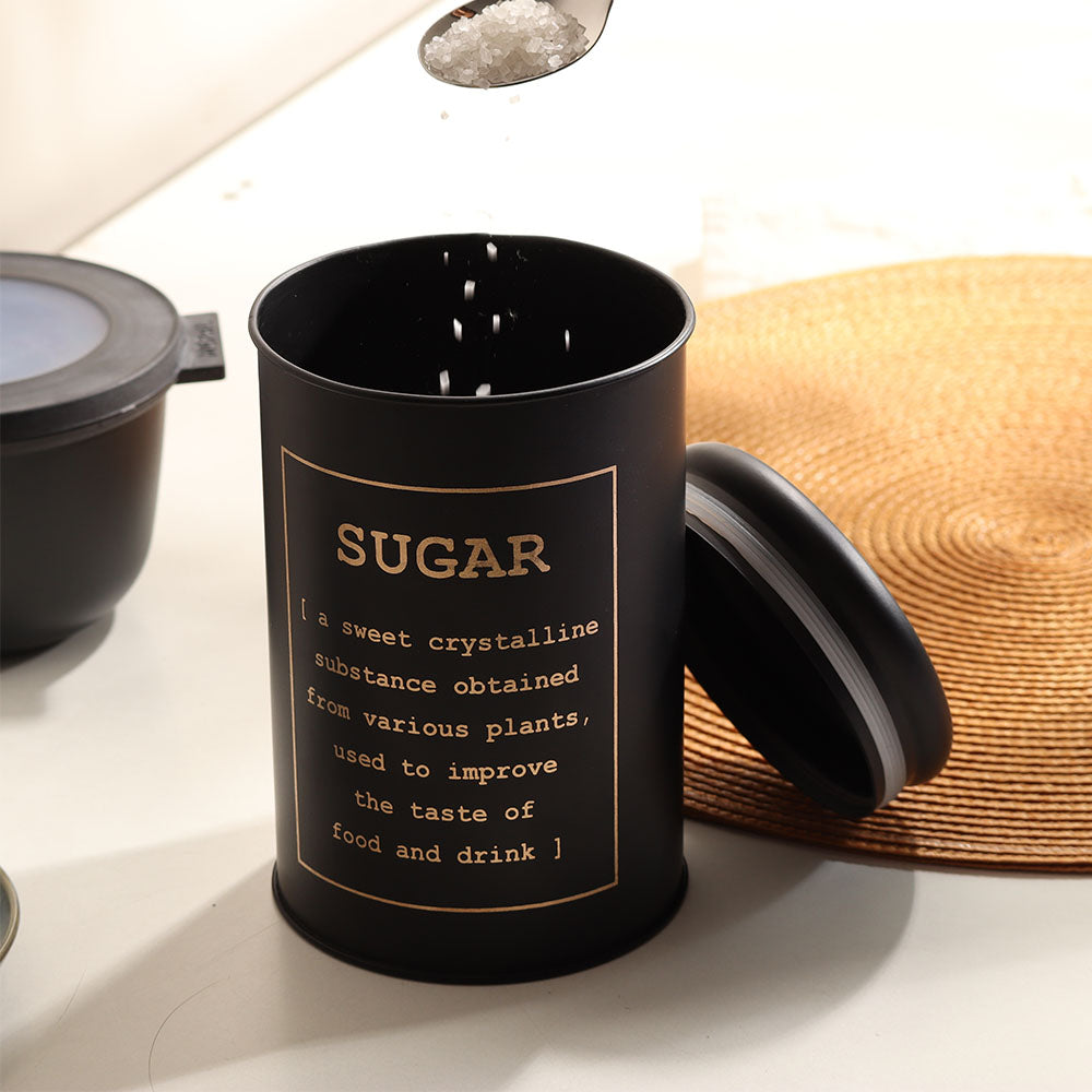 ESQ Living Sando Metal Sugar Storage Jar - Black Gold