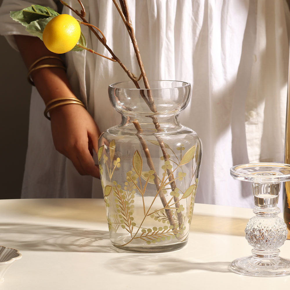 Enhabit Silva Glass Vase Medium - Green Gold