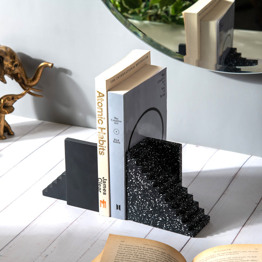 ESQ Living Stairway Bookends, Set of 2 - Black