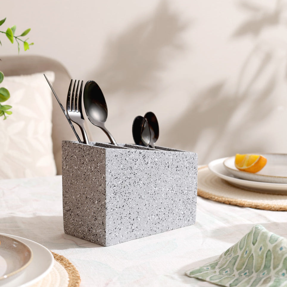 ESQ Living Stora Concrete Cutlery Organiser - Speckled Grey