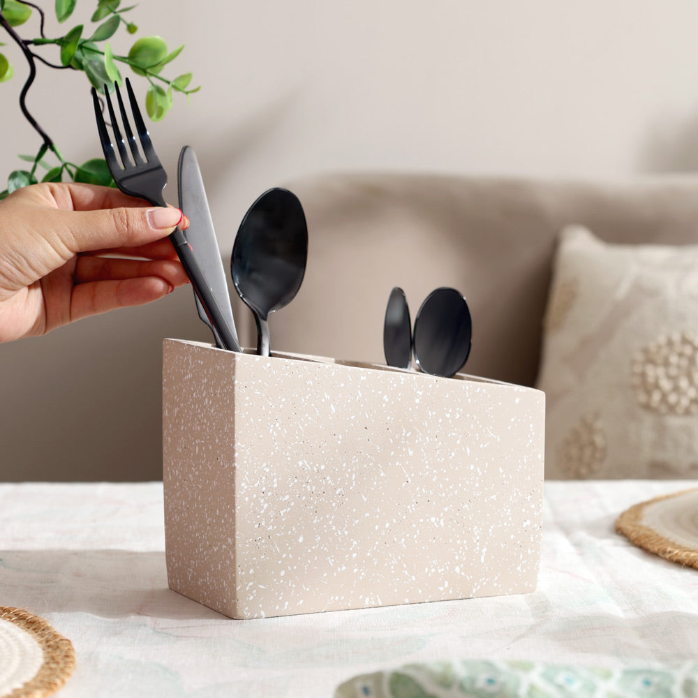 ESQ Living Stora Concrete Cutlery Organiser - Speckled Taupe