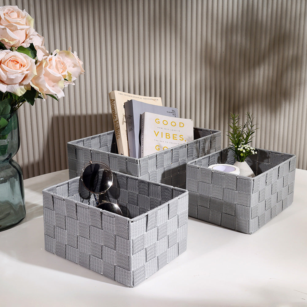 Enhabit Otto Storage Baskets, Set of 3 - Light Grey