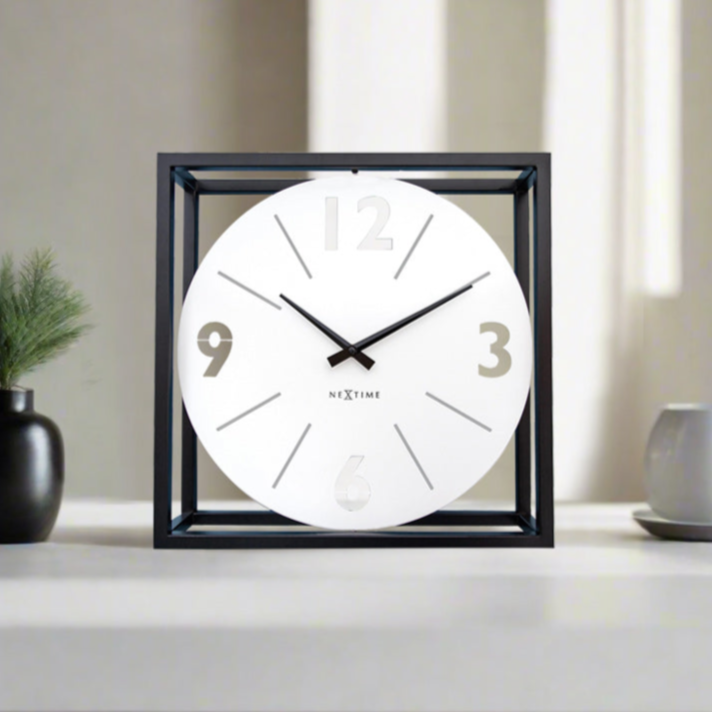 Nextime Time Frame Square Table Clock - Black | Modern Quests