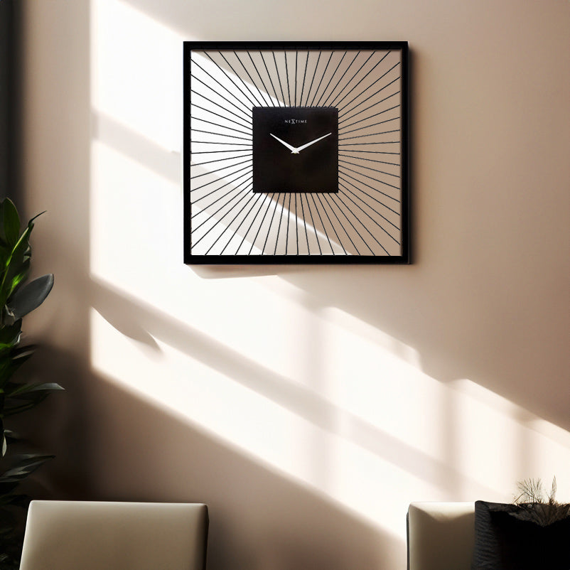 NeXtime Vasco Square Metal Wall Clock Large - Black