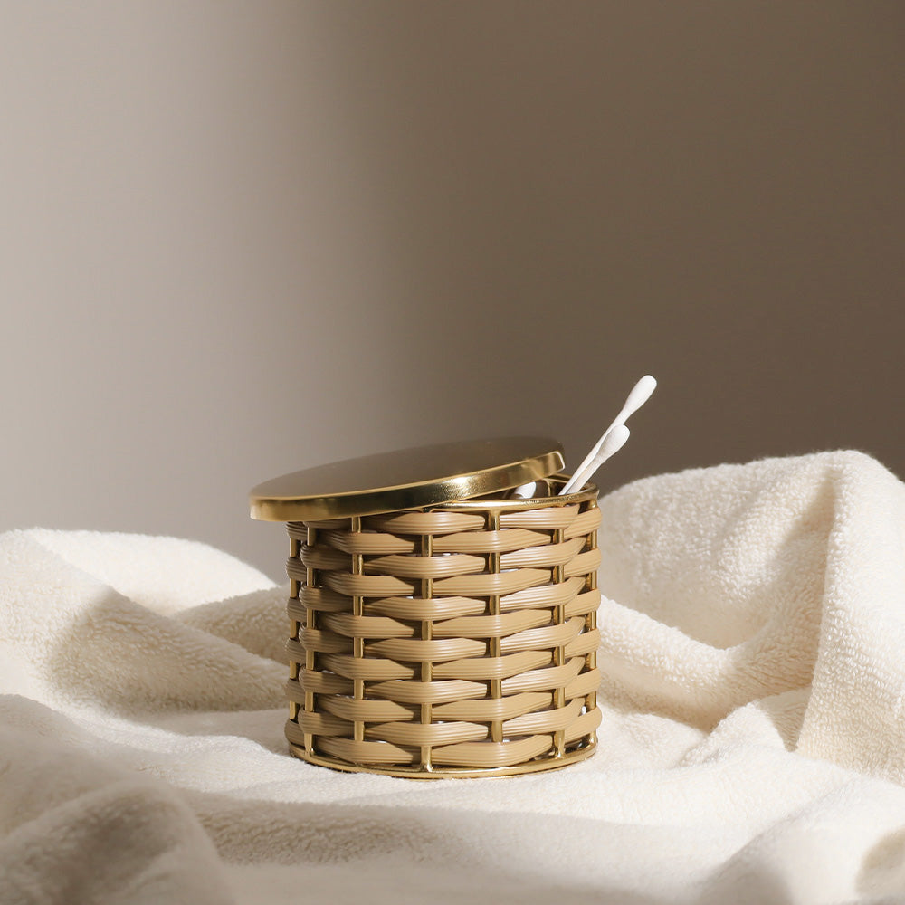 ESQ Living Weave Storage Jar With Lid - Sand Gold