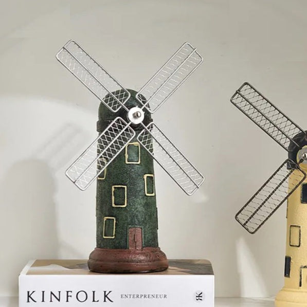 Enhabit Windmill Decorative Sculpture - Green