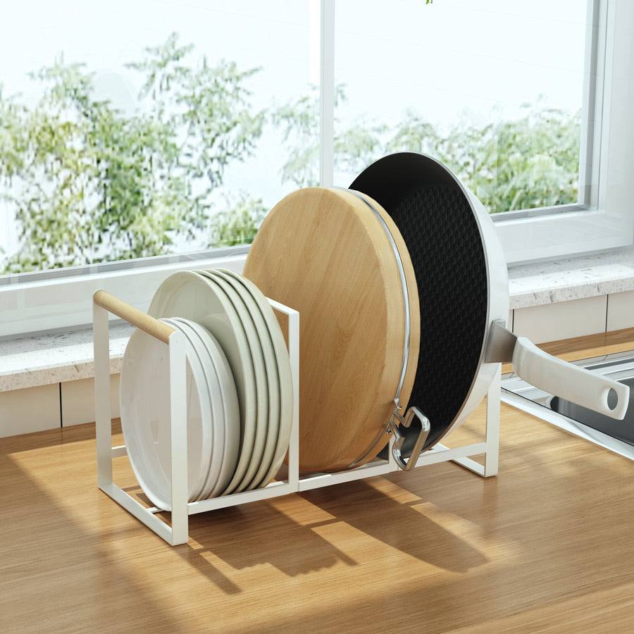 Arhat Organizers Three Compartment Plate Rack - White