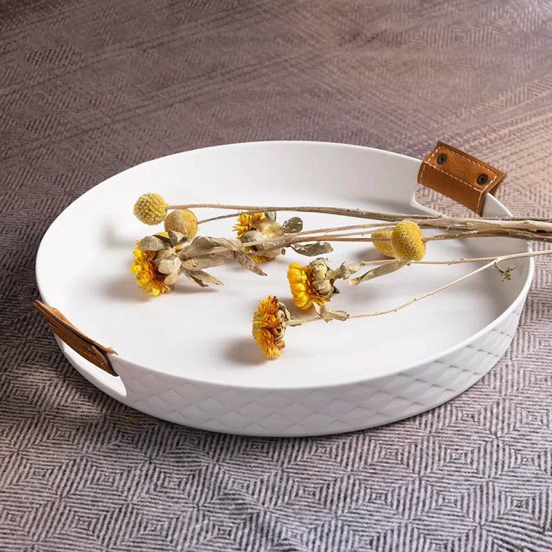 Ceramic Serving Trays Large Beige Ceramic Serving Platter | Pebble
