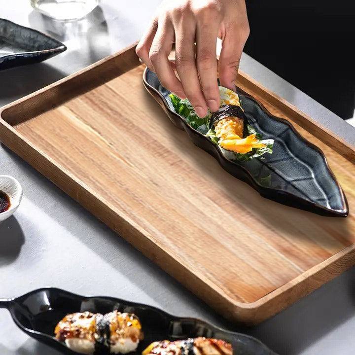 Enhabit Slim Leaf Ceramic Serving Platter - Cool Grey