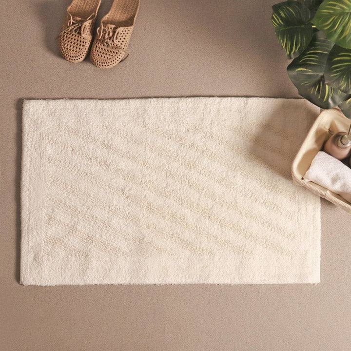 ESQ Living Chelsea Striped Reversible Tufted Bathmat - Beige