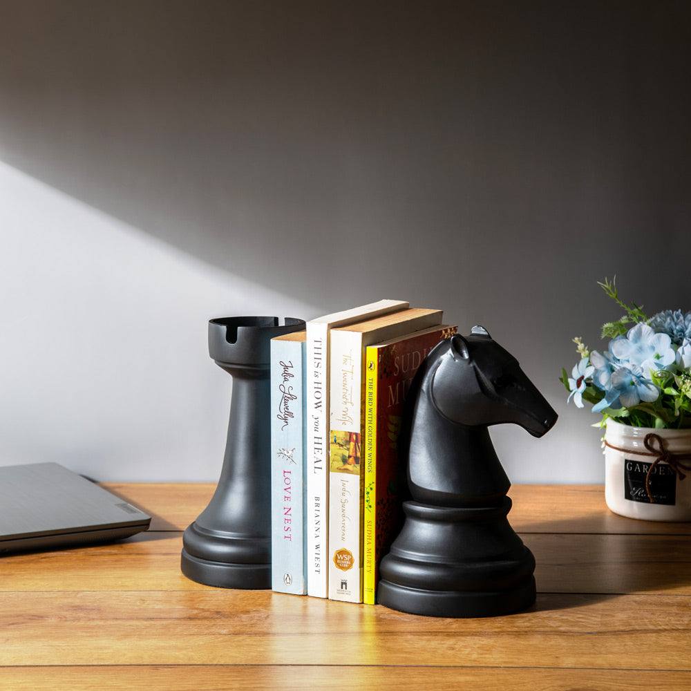 Knight and Rook Bookends - Black