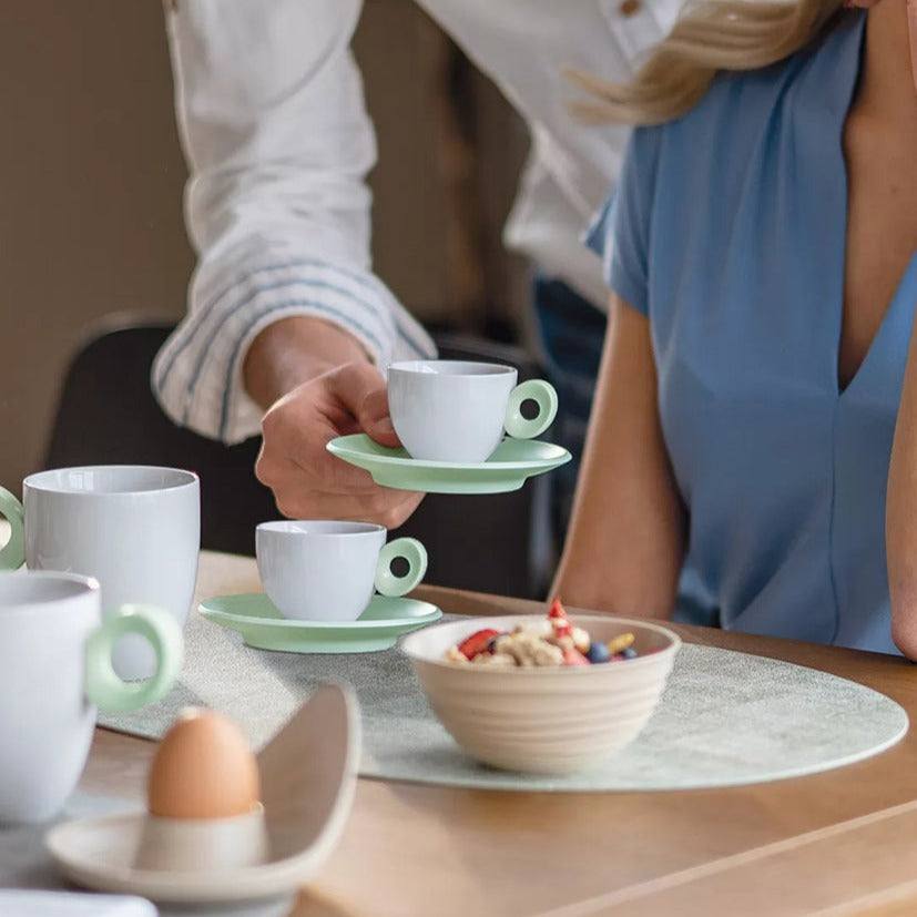 Guzzini Everyday Espresso Cups with Saucer, Set of 2 - Green