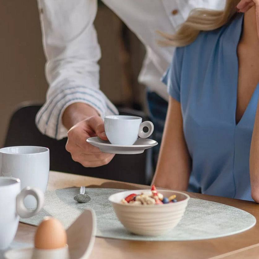 Guzzini Everyday Espresso Cups with Saucer, Set of 2 - Sky Grey