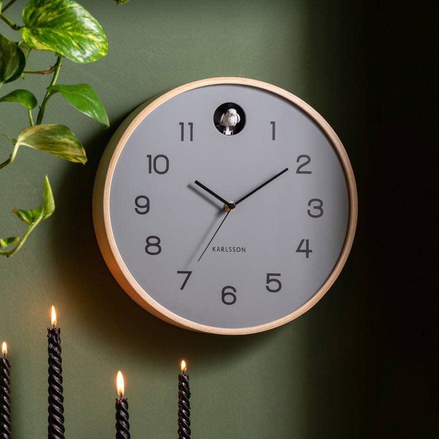 Karlsson Natural Cuckoo Wall Clock 31cm - Mouse Grey