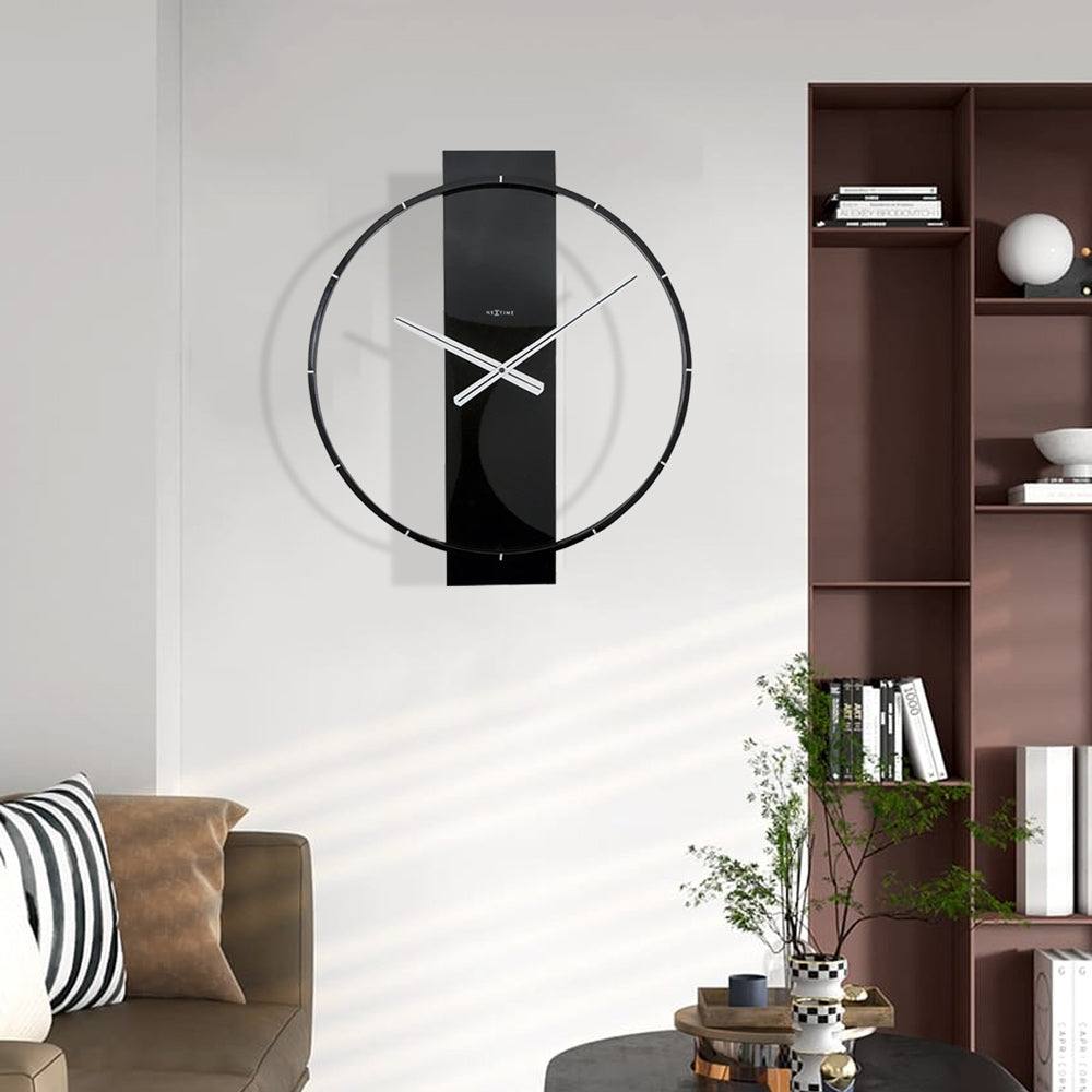 Nextime Carl Wooden Wall Clock - Black | Modern Quests