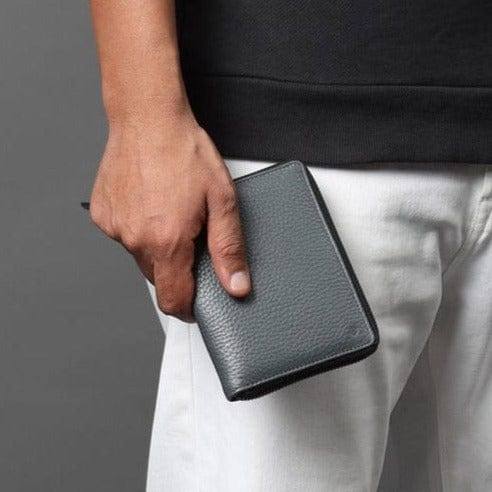 Outback Leather Passport Wallet - Charcoal | Modern Quests