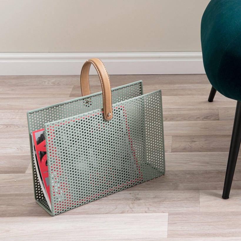 Present Time Mesh Magazine Rack - Grayed Jade
