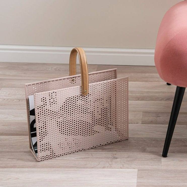 Present Time Mesh Magazine Rack - Pink
