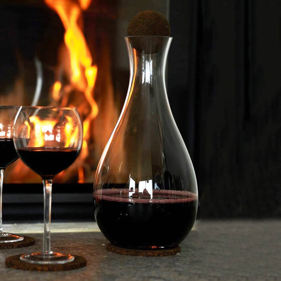 Sagaform Nature Wine Carafe with Cork Stopper Tall 2000ml- Brown